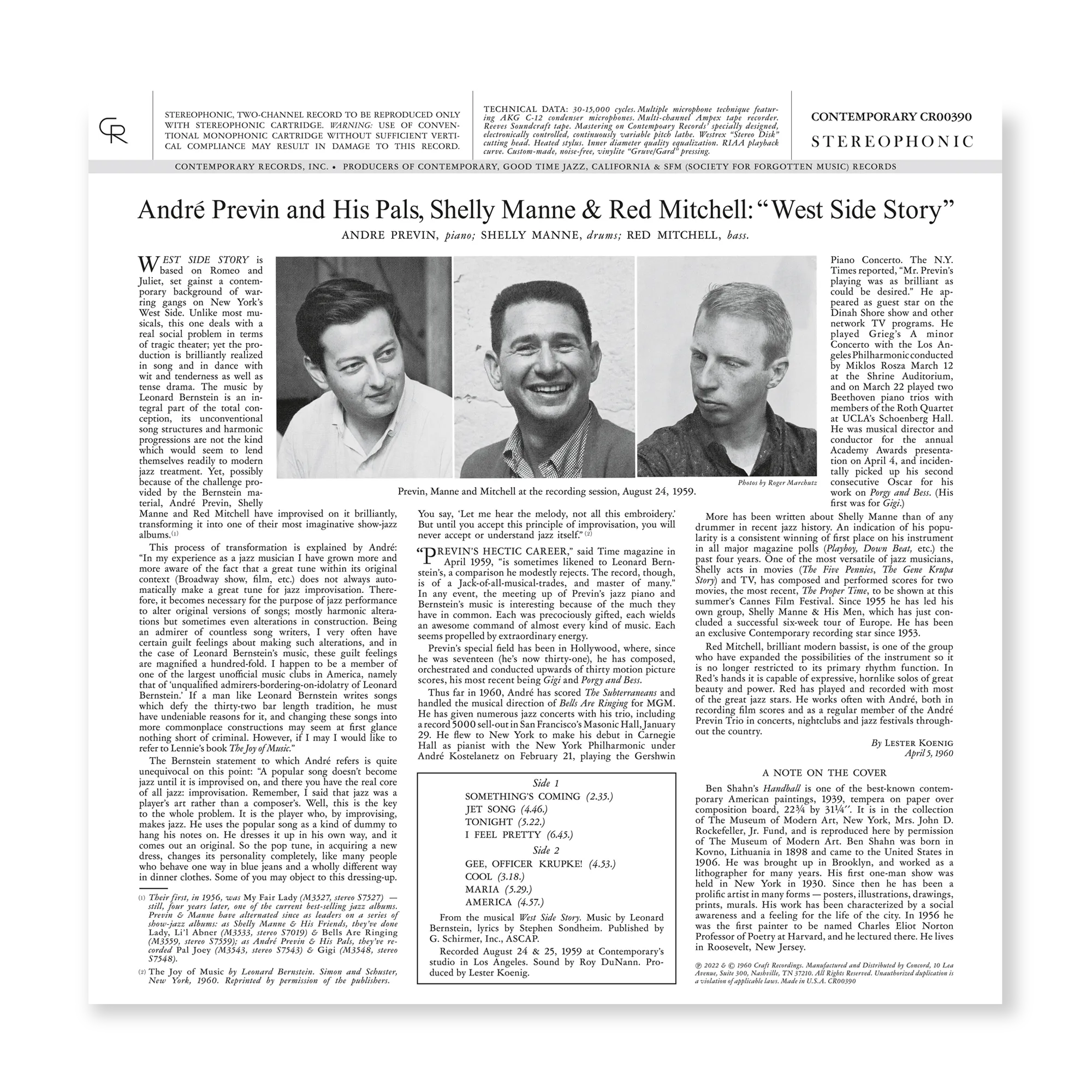 André Previn and His Pals Shelly Manne & Red Mitchell - West Side Story ...