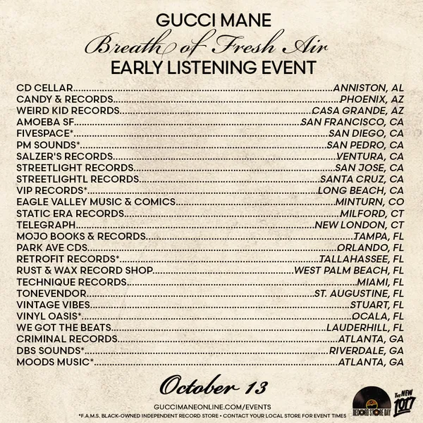 GUCCI MANE BREATH OF FRESH AIR | RECORD STORE DAY